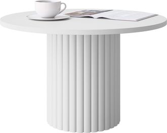 Mirjan24 Couchtisch rund Korku M16, Beistelltisch, Sofatisch, Coffee Table, Wohnzimmertisch mit Beine aus Stahl, L:67 x B:67 x H:42 cm (Wei&szlig;)