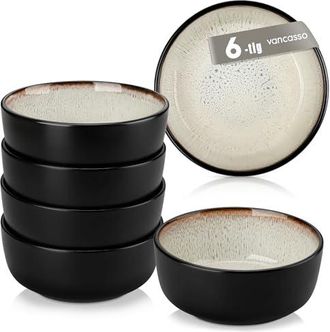 VANCASSO AMBER Lot de 6 Bols &agrave; C&eacute;r&eacute;ales - 840ml - Bols &agrave; Soupe en Gr&egrave;s - Passe au Lave-vaisselle et au Micro-ondes, Saladiers Pour Muesli, Flocons de Ma&iuml;s ou P