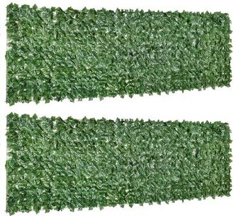 OUTSUNNY Lot de 2 Haies artificielles Brise-Vue décoration Rouleau 3L x 1H m Feuillage réaliste Anti-UV Vert