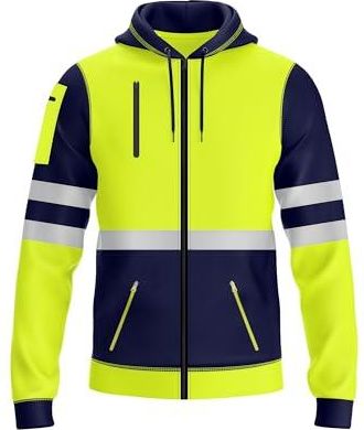 Noroze Sweat à Capuche Haute visibilité avec Fermeture éclair sur Le Devant pour Homme Bande réfléchissante - Haute visibilité - avec Fermetures éclair (XXL,