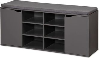 KESPER Schuhschrank mit Sitzkissen, Material: Faserplatte, Maße: B103,5 x H48 cm x L29,5 cm, Farbe: Grau 15919 13