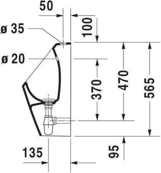 Duravit No.1 Urinal, rimless, Zulauf oben, inkl. Sp&uuml;ld&uuml;se, - Duravit