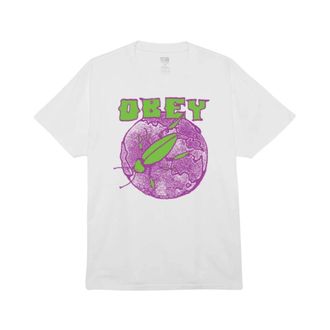 Obey T-Shirt mit Druck vorne und hinten - - Tops - Herren - Wei&szlig; - XL