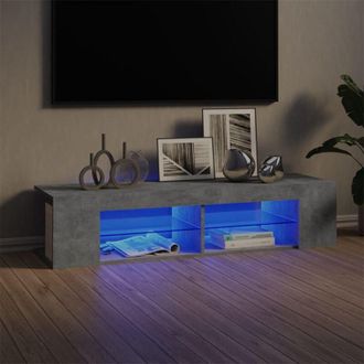 vidaXL Meuble TV avec lumi&egrave;res LED gris b&eacute;ton 135x39x30 cm