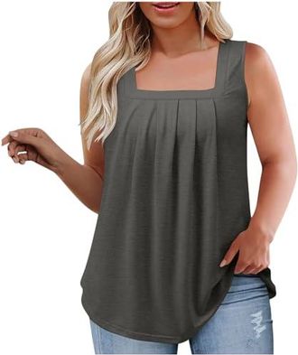 Generic Debardeur Femme Chic et &eacute;l&eacute;gant Chemisier sans Manche D&eacute;bardeur Blanc Crop Top Ete Haut Chic et Elegant Fluide Ample Caraco Vetement Femme Tee Shirt s