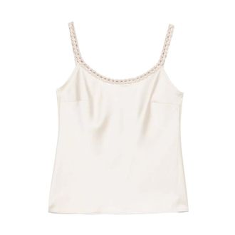 D.exterior Femme, Tops, Blanc, Taille: 42 FR Top en faux satin
