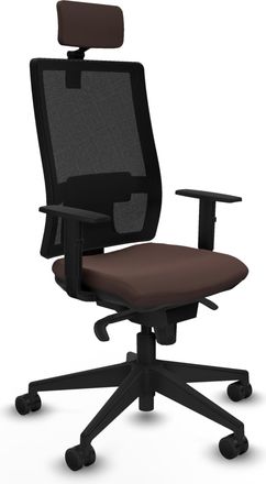 Piqueras y Crespo B&uuml;rostuhl braun mit 1D-Armen, h&ouml;henverstellbare Lendenwirbelst&uuml;tze und Kopfteil h&ouml;henverstellbar und neigbar. Ausgestattet mit 5 Positionen. Schwarz/D