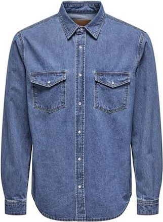 Only & Sons ONSBANE 3247 DNM Shirt Noos Chemise Casual, Medium Blue Denim, XXL Homme