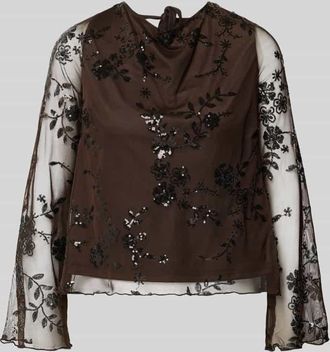 Pieces Cropped Langarmbluse mit Paillettenbesatz