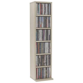 Generic CD Regal, St&auml;nder, Aufbewahrung, Standregal, Medienregal, B&uuml;cherregal, B&uuml;roregal, Dekoregal, Aktenregal, 21x20x88 cm, Holzwerkstoff(Wei&szlig;) (Sonoma-Eich