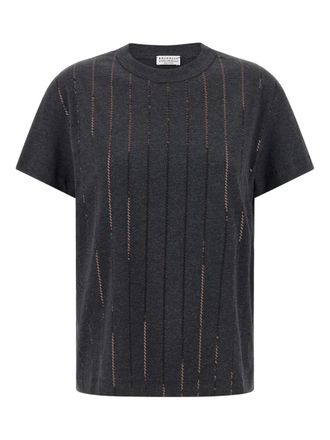 Brunello Cucinelli t-shirt à sequins - Gris