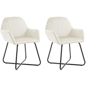 vidaXL Vidaxl - Chaises &agrave; manger lot de 2 Cr&egrave;me Velours