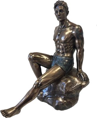 Parastone Deko-Figur Body Talk Men t&auml;towiert sitzend aus Kunststein bronziert h. 21,5 cm