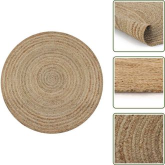 vidaXL Teppich Jute Geflochten 150 cm Rund - Naturfaser Teppich - Jute Teppich - Runder Teppich - Wohnzimmer Teppich - Schlafzimmerschmuck