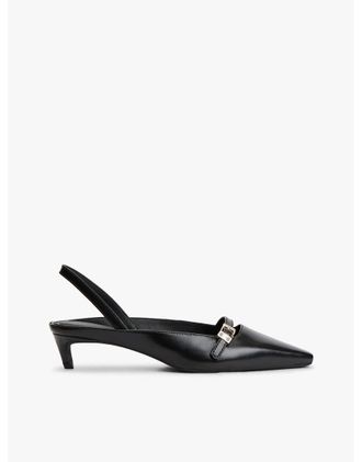 Tommy Hilfiger Chaussures &agrave; petit talon et bride arri&egrave;re en cuir - Noir