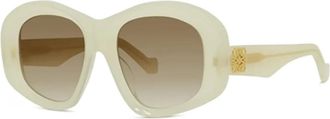 Loewe unisex, Accessoires, Blanc, Taille: 51 MM Anagram Oval Lunettes de soleil