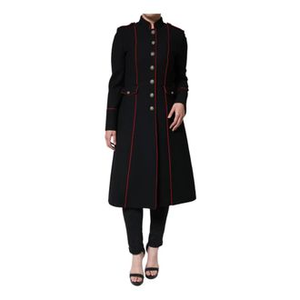 Dolce & Gabbana Femme, Manteaux, Noir, Taille: 34 FR Manteau Trench en Laine et Soie Noir