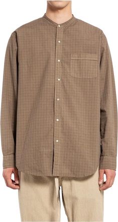 Taiga Takahashi Homme, Chemises, Brun, Taille: 2XS Lot.104 Band Collar Shirt