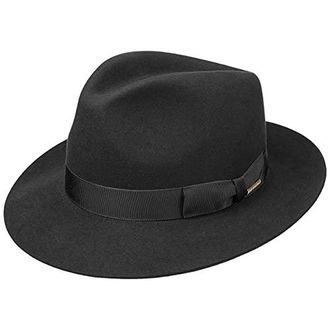 Stetson Chapeau Bogart Penn Femme/Homme - Made in The EU Feutre de Poil a Rabat avec Doublure, Ruban Gros Grain Printemps-ete Printemps Ete Automne Hiver - 57