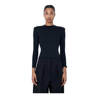 Jil Sander Woll-Body mit langen &Auml;rmeln - - Tops - Damen - Schwarzk - S