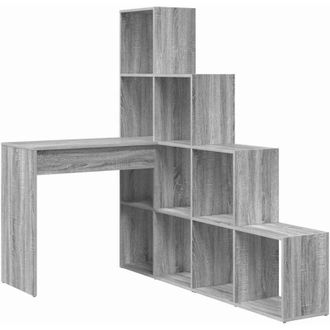 vidaXL Eckschreibtisch mit Regal Grau Sonoma 101,5 x 149,5 x 149,5 cm Vidaxl