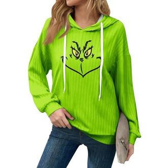 Generic Le Grinch Sweat A Capuche Femme De Costume Deguisement Christmas Noel Oversize Pyjama Pulls Sweatshirts Noël Polaire Pilou Adulte Vêtements Pull Vetem