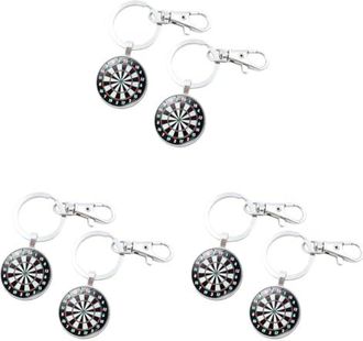 Amosfun Porte-Clé Cible De FléChettes En Alliage Design RéTro Coloré 6 PièCes IdéAl Pour CléS De Voiture Maison Et Accessoires De Sac