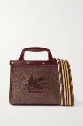 Etro Tote Aus Beschichtetem Canvas Mit Paisley-print, Lederbes&auml;tzen Und Stickerei - Braun