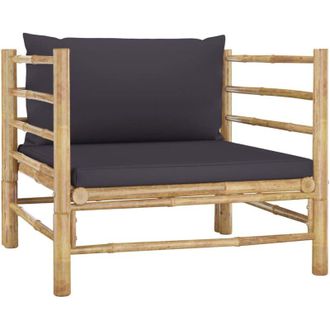vidaXL Canap&eacute; de jardin avec coussins gris fonc&eacute; Bambou vidaXL