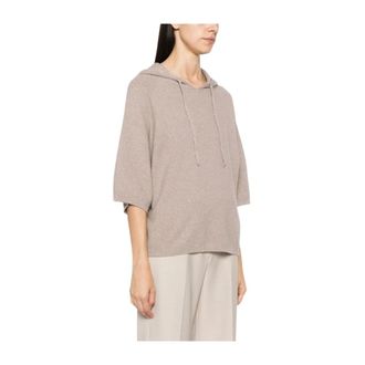 Fabiana Filippi Femme, Pulls, Brun, Taille: 36 FR Maille &agrave; capuche avec finition m&eacute;tallis&eacute;e