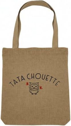 Fabulous Sac Shopping Tote Bag Aspect Lin - Tata Chouette Famille Mignon Animal - Sac de Courses Toile Epaisse 360g Beige Naturel Cabas Port&eacute; Epaule Solide Imp