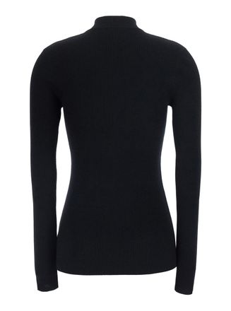 Brunello Cucinelli Womens Turtleneck Sweater Black Wool-Cashmere Tops Top