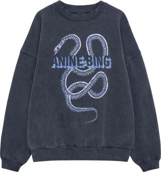 Anine Bing Femme, Sweatshirts et sweats &agrave; capuche, Bleu, Taille: 38 FR Harvey Crew SweaT-shirt Snake