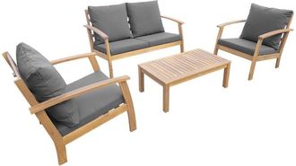 Sweeek Gartenlounge-Set f&uuml;r 4 Personen Holzfarben / Grau