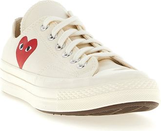 Comme Des Gar&ccedil;ons Heart-Print Canvas Sneaker - Cream
