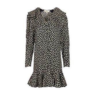 Chlo&eacute; Minikleid aus Seidenjacquard mit R&uuml;schen und Polka-Dots - - Dresses - Damen - Schwarzk - S