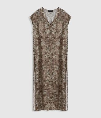 Jeanne Vouland Robe Longue Jadya Kaftan Voile Coton L&eacute;opard