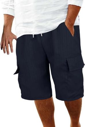 Generic Short cargo court pour homme - Taille élastique - Style décontracté - Très résistant - Pour lété - Avec plusieurs poches - Doublure en maille - Pour l