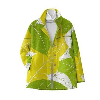 Keephen Femmes Polaire Veste Boho Floral 3D Impression Flou Flanelle Manches Longues Manteau Hiver Chaud Bouton vers Le Bas Vêtement extérieur avec Poches