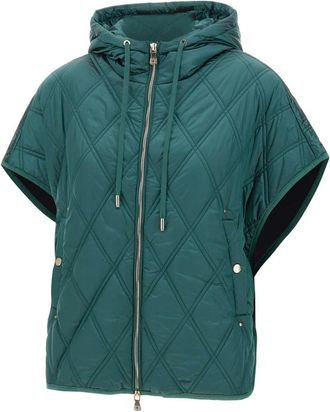 Elena Miro Femme, Vestes, Vert, Taille: 38 FR Veste &agrave; Capuche Matelass&eacute;e en Losanges