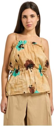 Manila Grace Femme, Tops, Beige, Taille: 40 FR Top &agrave; Taille &Eacute;lastique