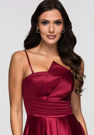 Ombre Abendkleid Tr&auml;gerloses Satinkleid mit hohem Schlitz