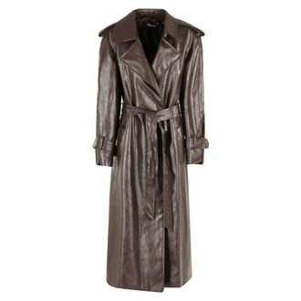 Federica Tosi Femme, Manteaux, Brun, Taille: 36 FR Trench Pelle Metallo