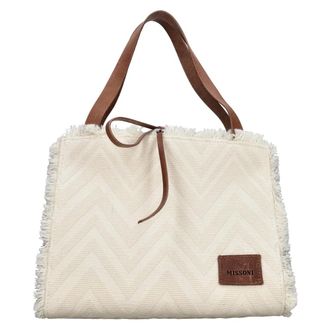 Missoni Zigzag Stoff- und Ledertasche - - Bags - Damen - Wei&szlig; - ONE SIZE