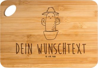 Mr. & Mrs. Panda Personalisiertes Schneidebrett Kaktus Hut - Personalisierte Geschenke, Individuell, Holzbrett Mit Gravur, Weltreise, Spruch, Selber Gestalten, Kakteen