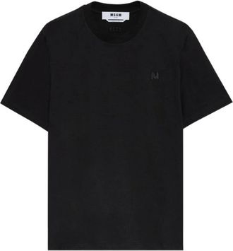 Msgm Msgm, Homme, Tops, Noir, Taille: L Letter Detail T-Shirt