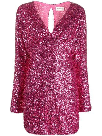 P.A.R.O.S.H. robe courte &agrave; sequins - Rose