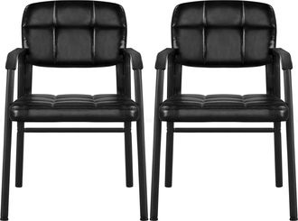 Yaheetech Besucherstühle Wartezimmerstühle Gästestühle mit Armlehne und Lehne, Konferenzraumstühle Wohnzimmerstuhl Polsterstuhl Esszimmerstuhl Kunstleder für Wo