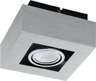 Eglo LED Deckenleuchte Loke 1, 1 flammige Aufbauleuchte Modern aus Aluminium und Stahl, Deckenlampe in Geb&uuml;rstet, Chrom, Schwarz, Aufbaulampe mit GU10 Fass
