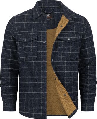 Indicode Herren Henderson Langarmhemd Übergangsjacke gefüttert | Herrenhemd Freizeithemd Dark Navy, XXL